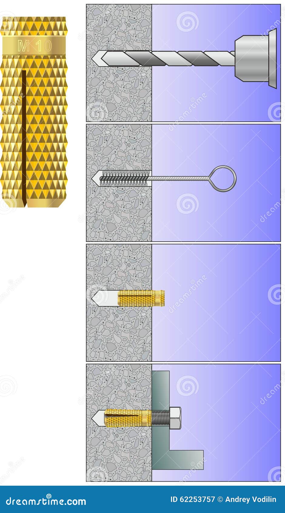 Brass Expansion Anchor Installation Schema Stock Illustration ...