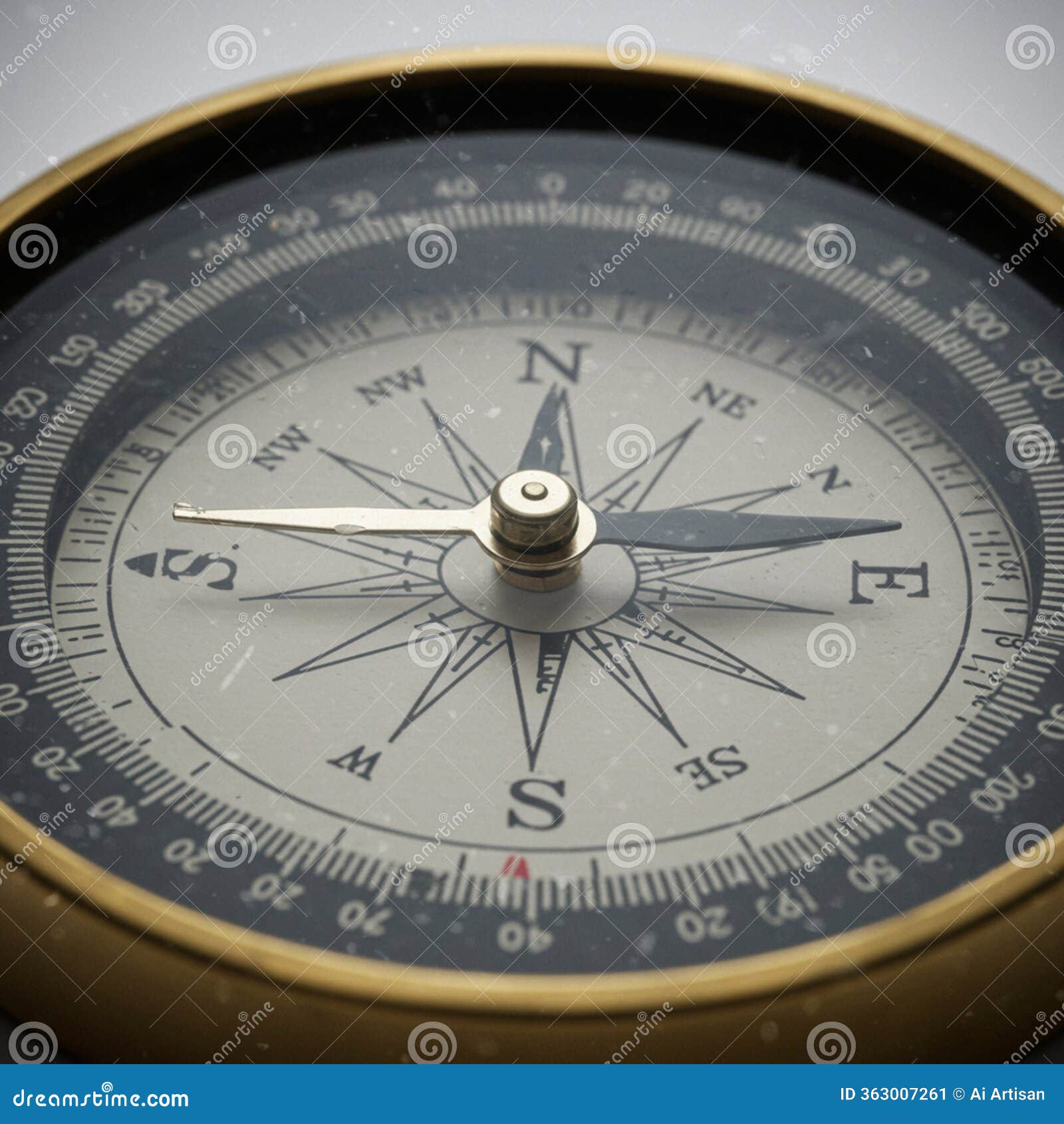 Brass-framed Compass Featuring a Classic Wind Rose Design with Cardinal ...