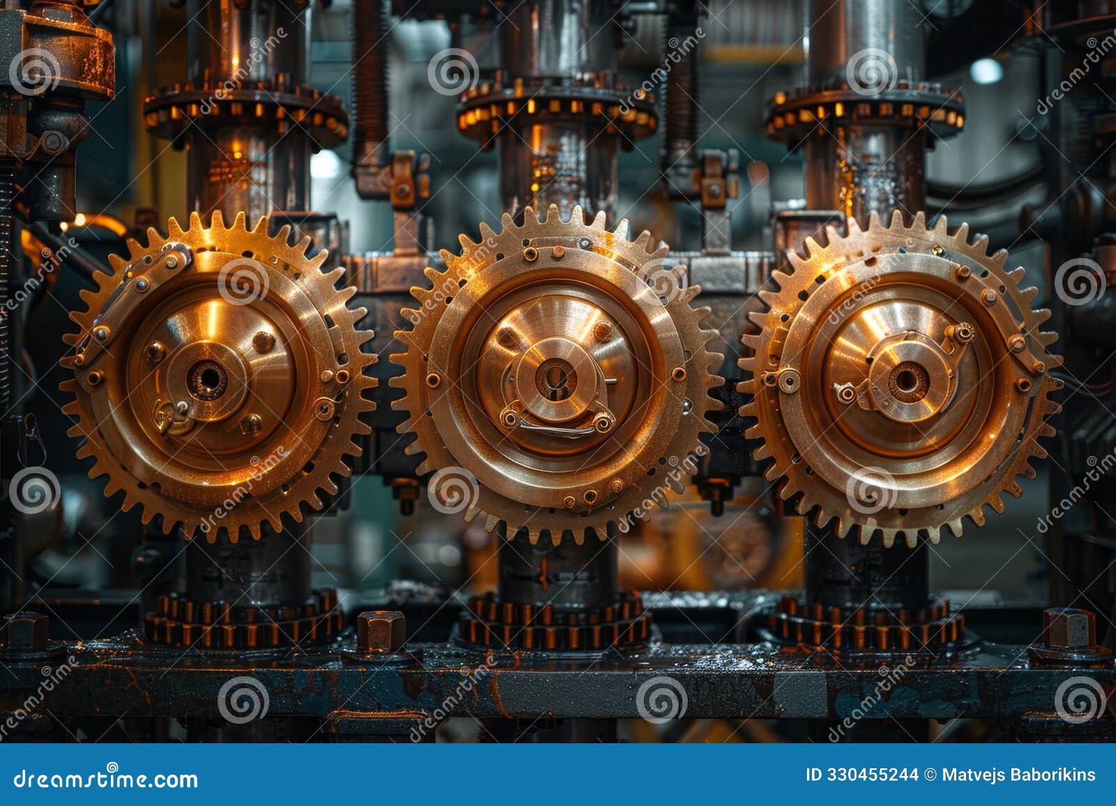 Brass Gear and Cogs Integrated in Clock Mechanism within an Industrial ...