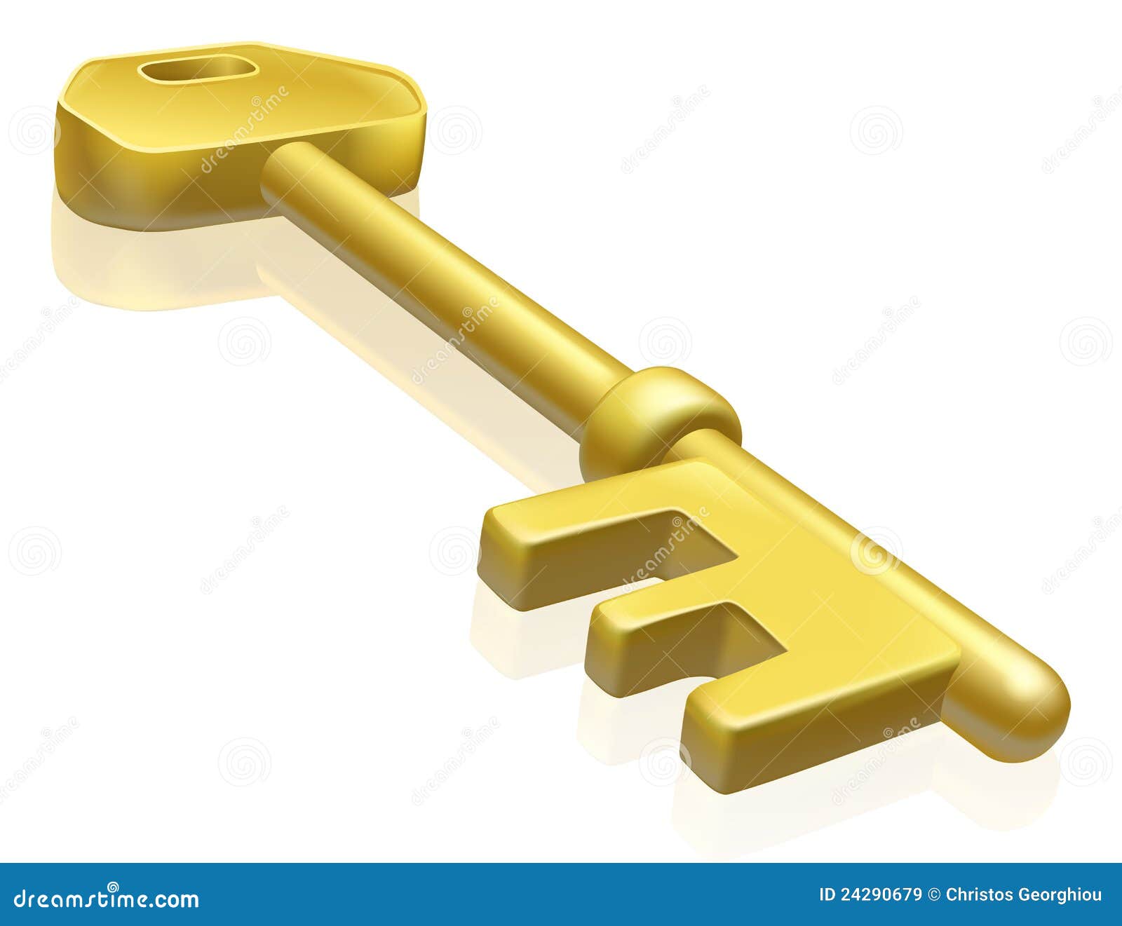 Brass or Gold Key Illustration Stock Vector - Illustration of secure ...