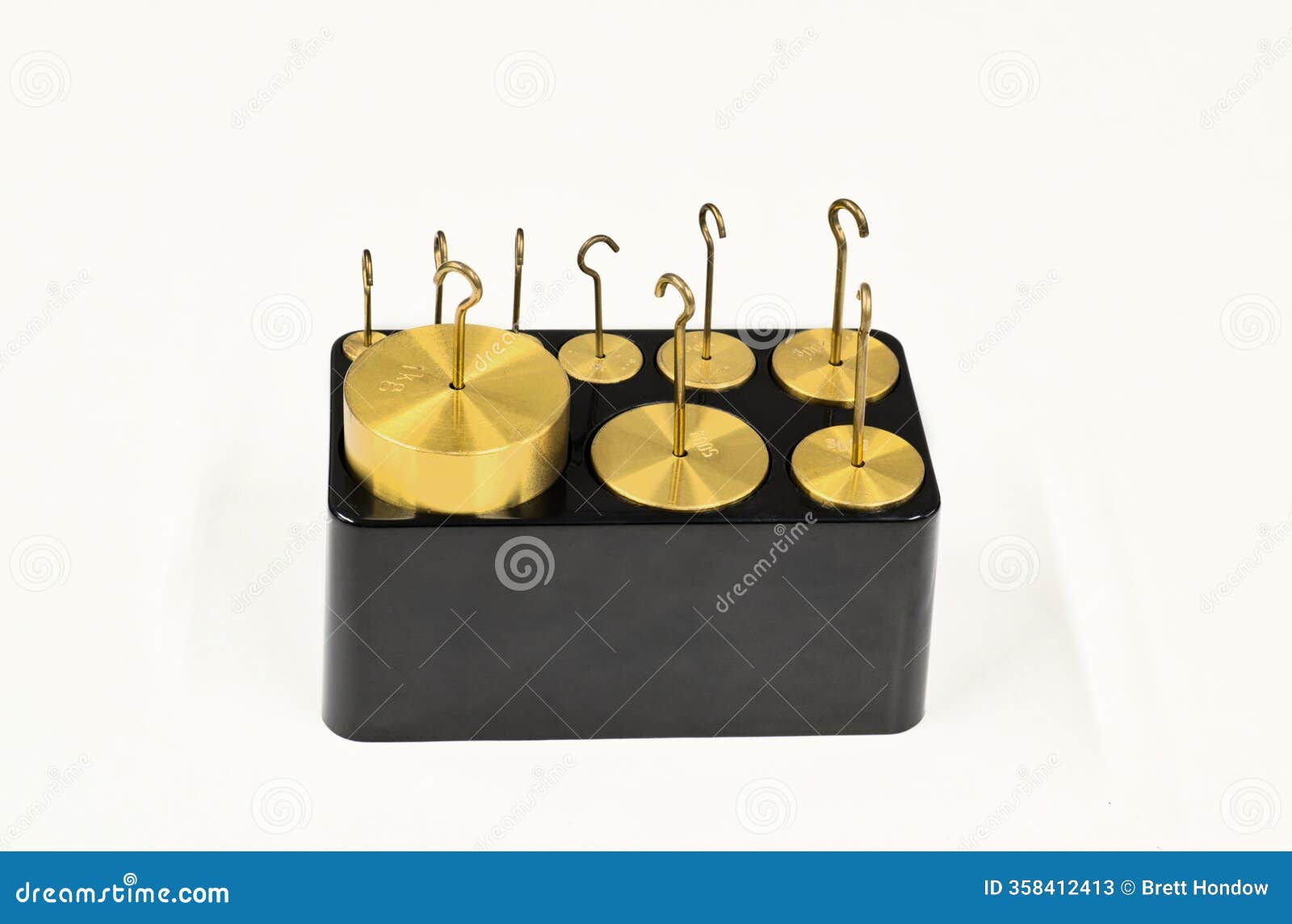 Brass Hooked Weights Scientific Laboratory Measuring Equipment. Stock ...