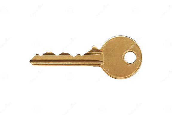 Brass House Key with Clipping Path Stock Photo - Image of safety, lock ...