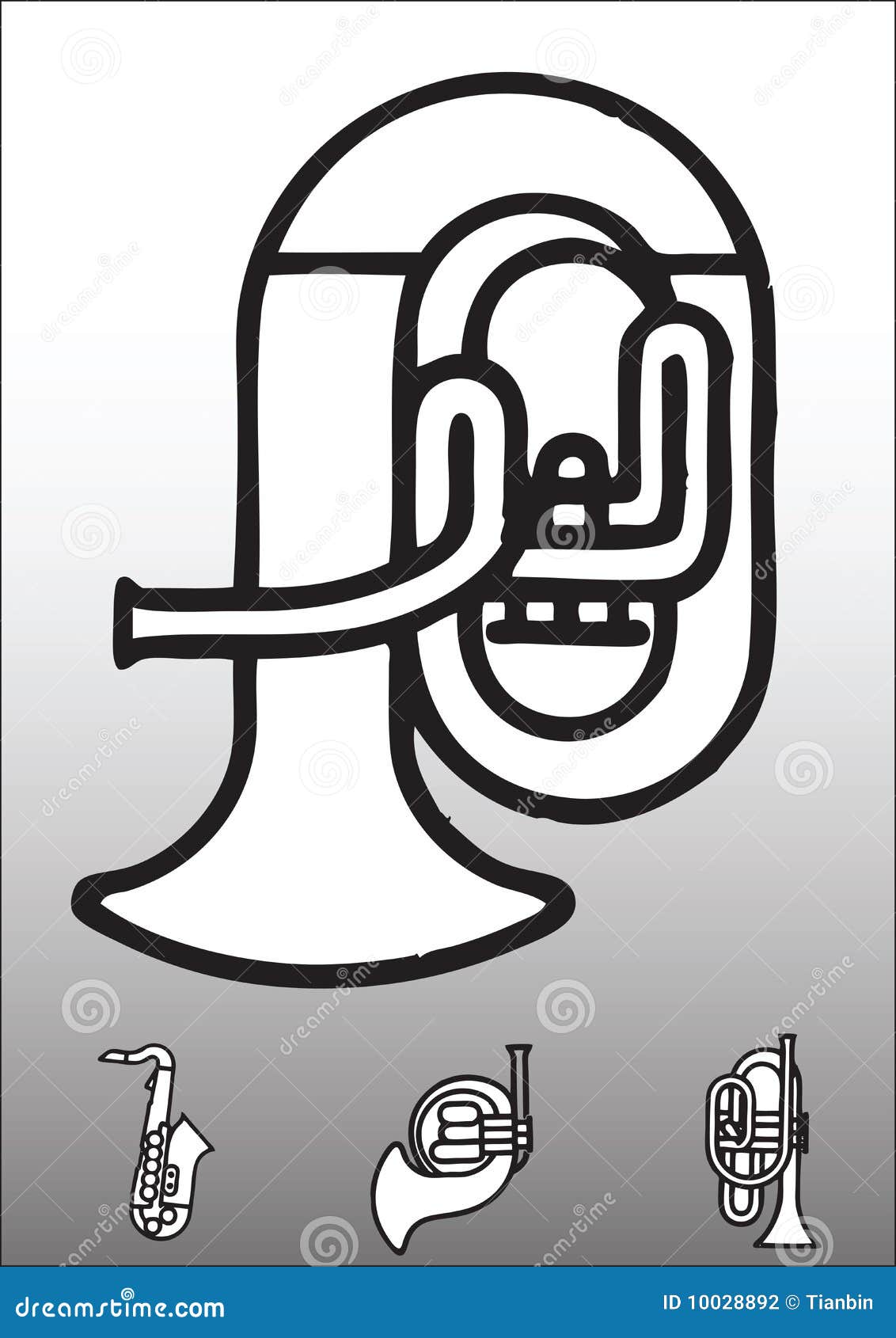 Brass instruments stock vector. Illustration of outline - 10028892