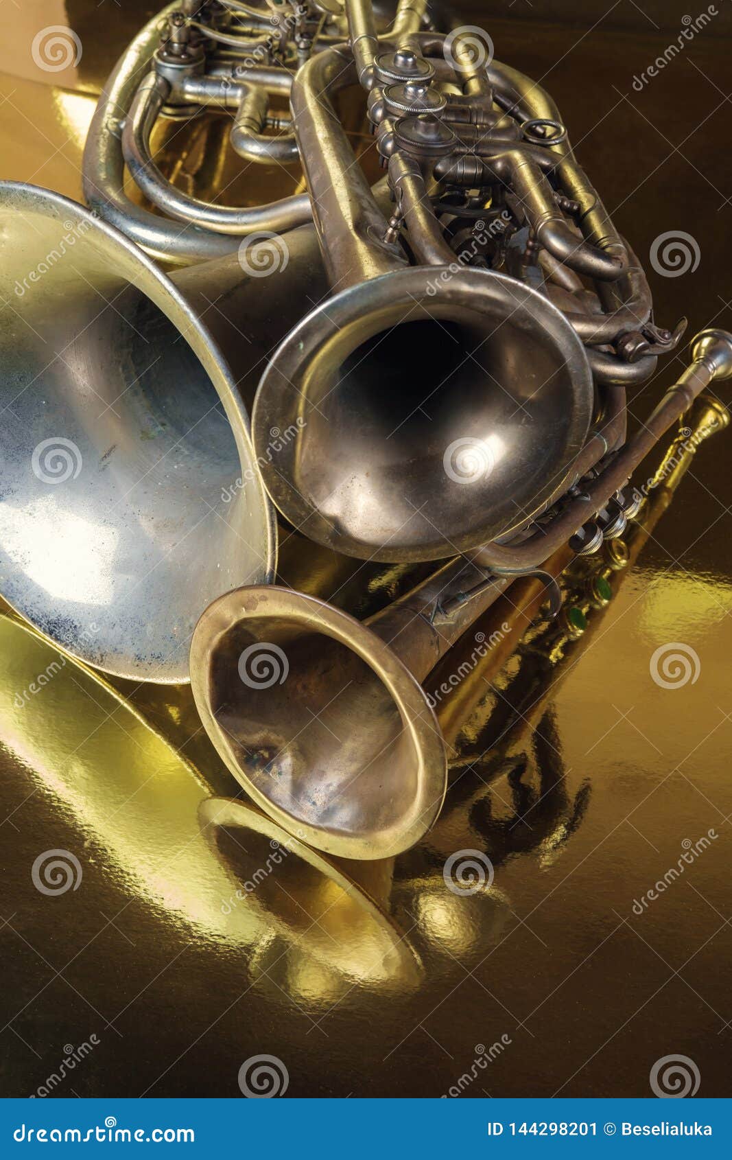 Brass instruments stock image. Image of design, entertainment - 144298201