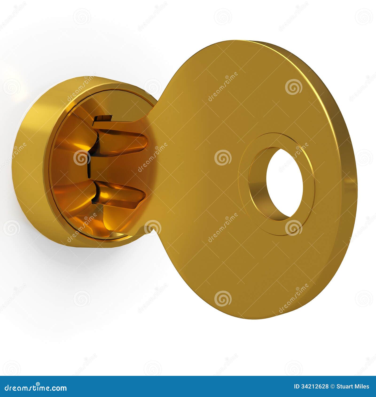 Brass Key in Lock Showing Security Stock Illustration - Illustration of ...
