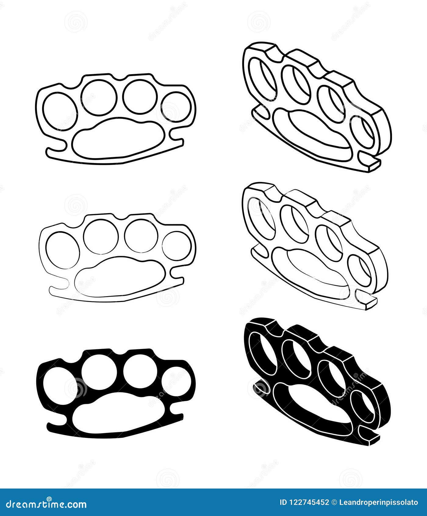 Brass Knuckle Silhouette Stock Vector Illustration Of Fingers 122745452