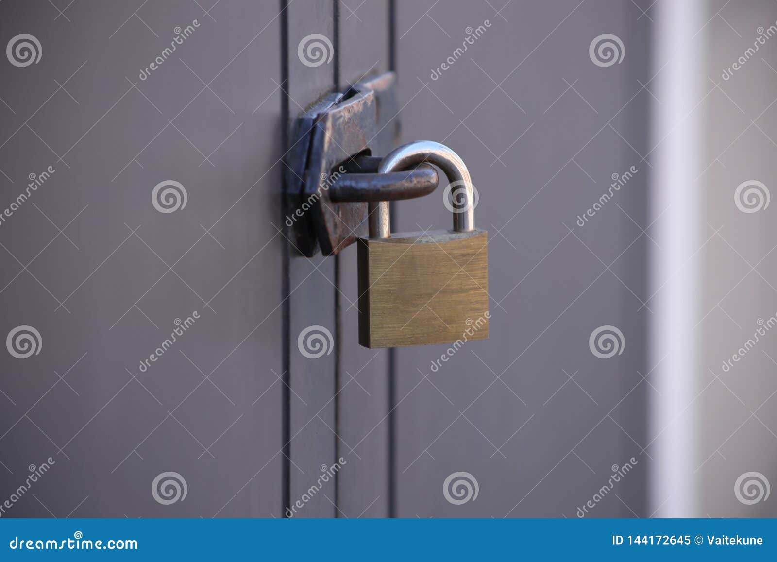 Padlock on Metal Window Shutters. Stock Image - Image of concept ...