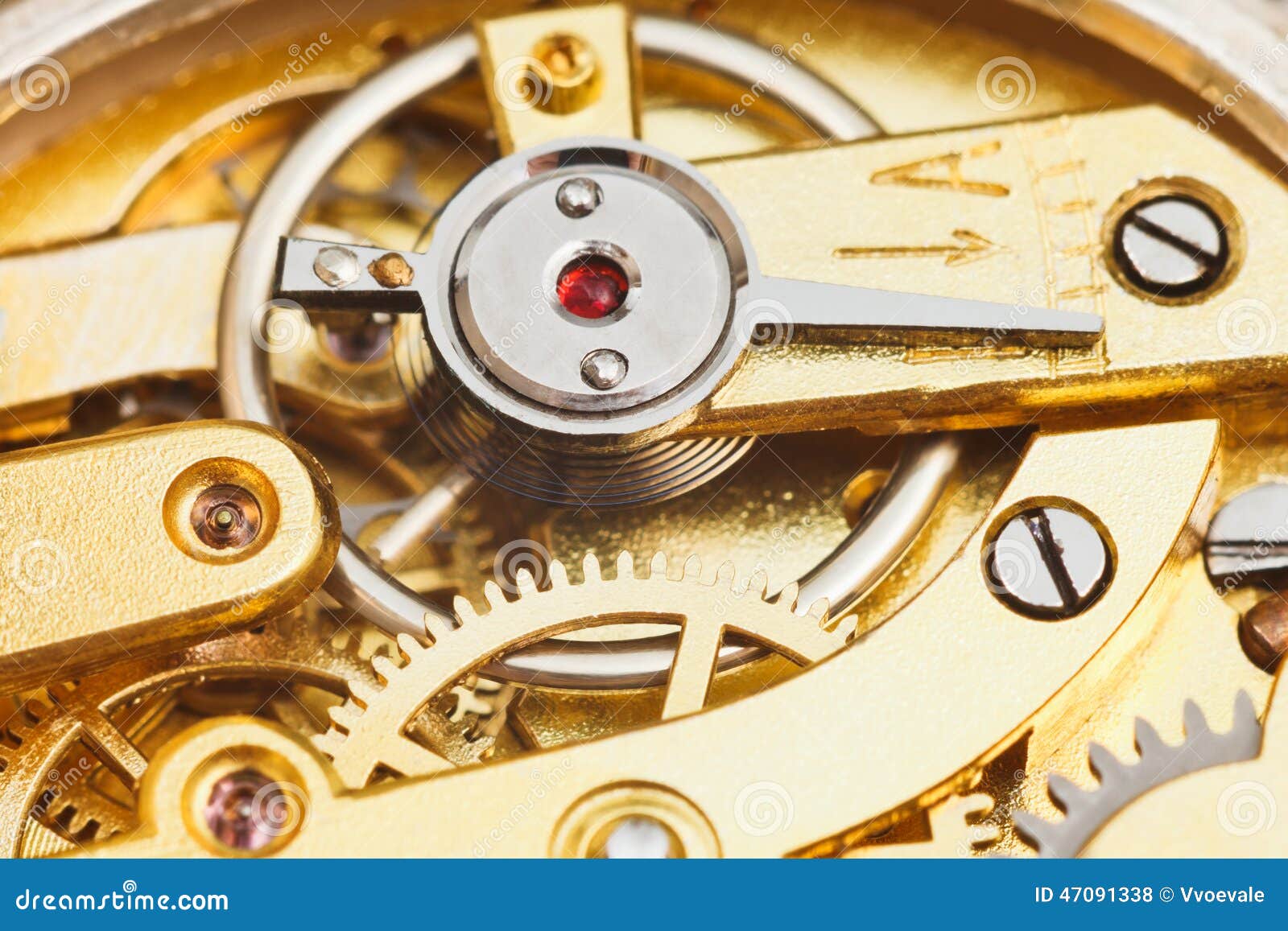 Brass Mechanical Movement of Retro Watch Stock Photo - Image of ...