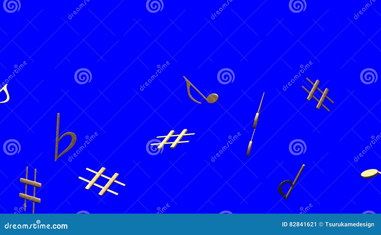 Brass Musical Notes on Blue Chroma Key Stock Video - Video of material ...