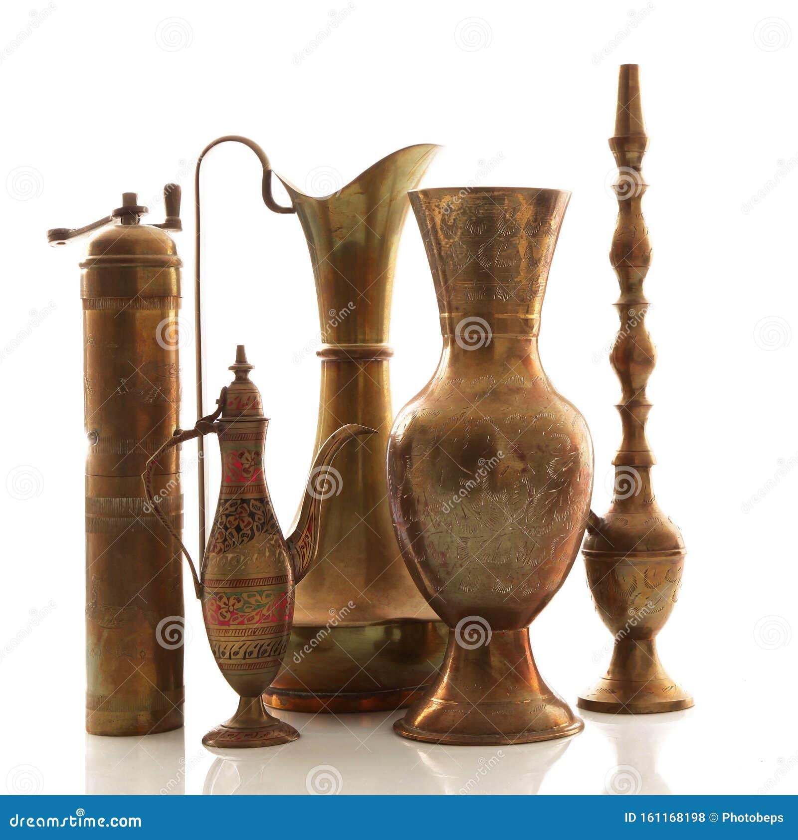 Brass Objects on a White Background Stock Photo - Image of copper ...