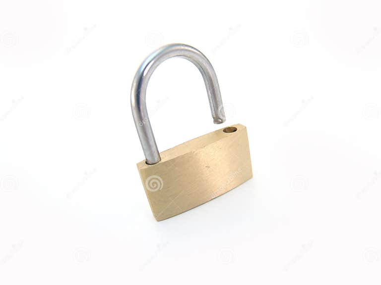 Brass padlock - unlocked stock image. Image of lock, padlock - 6954587