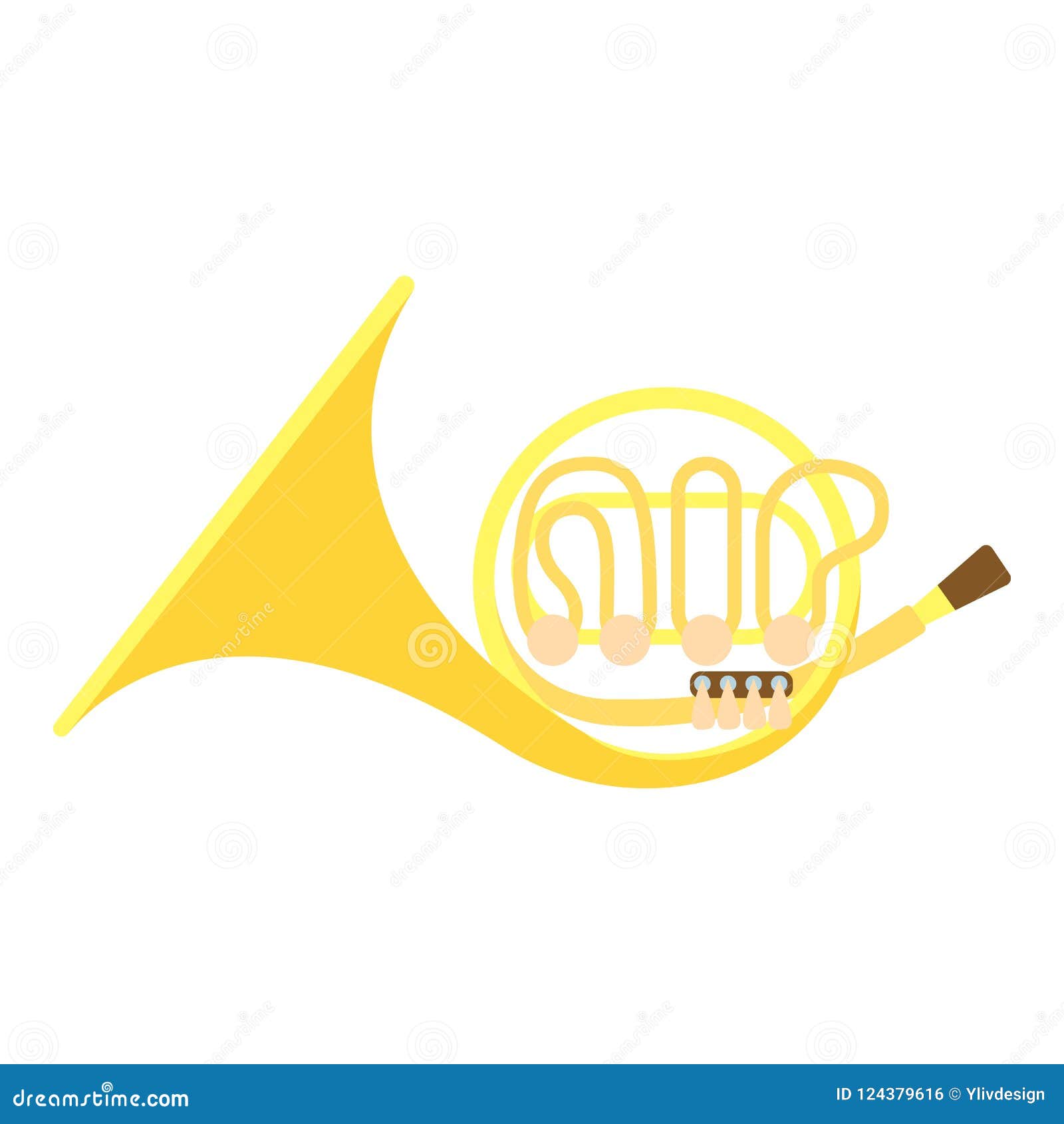 Brass Pipe Icon, Flat Style Stock Illustration - Illustration of blow ...