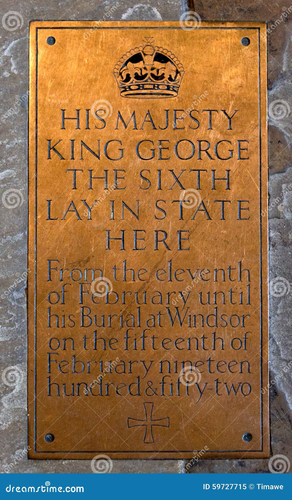 Brass Plaque George VI stock image. Image of burial, westminster - 59727715