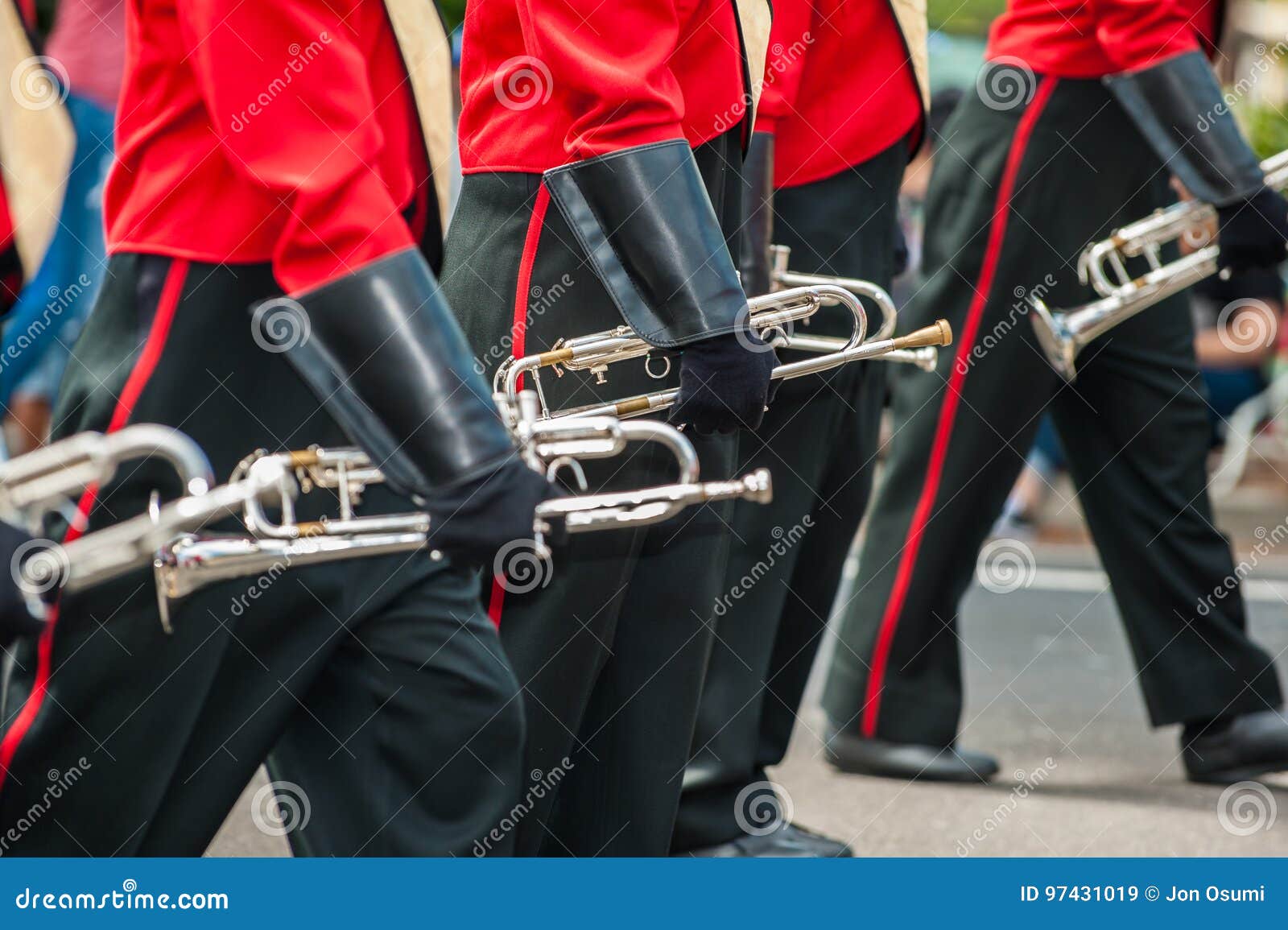 Brass section in lockstep stock image. Image of line - 97431019