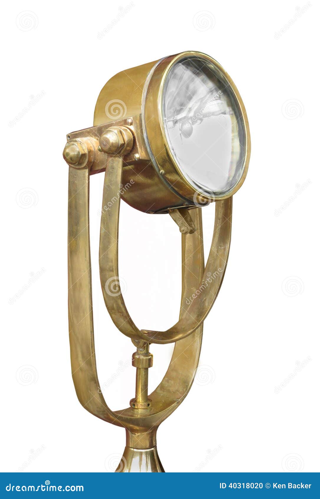 Brass Ship S Spotlight Isolated. Stock Photo - Image of isolated, turn ...