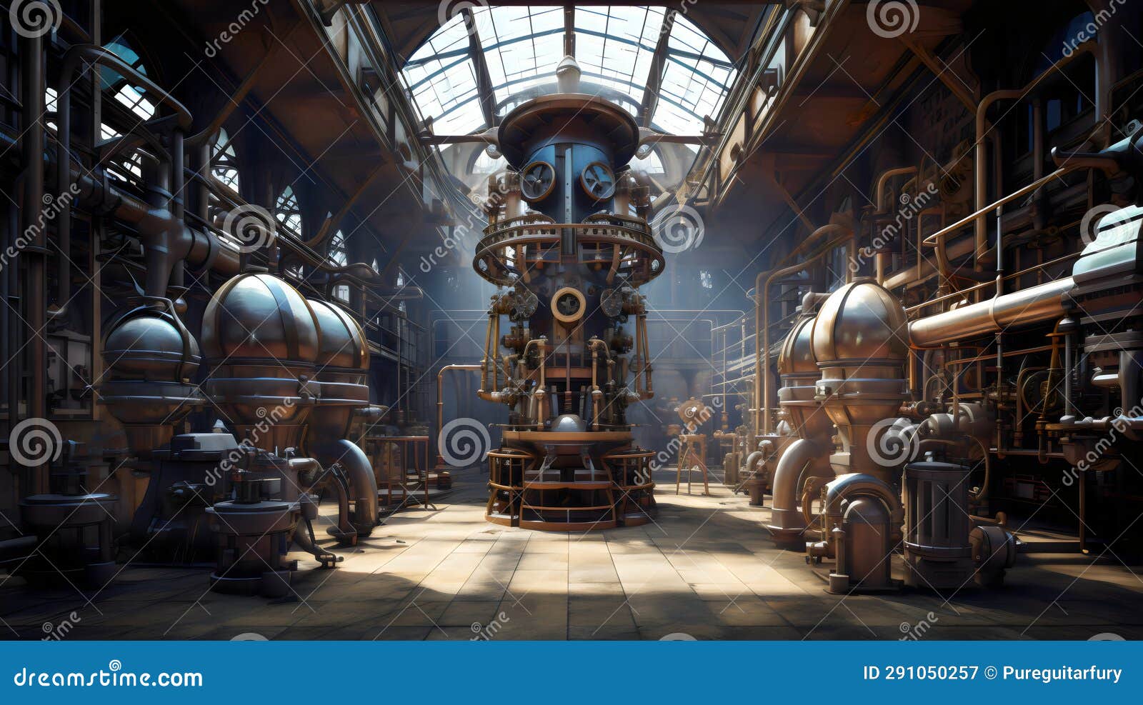 Brass Steampunk Factory stock illustration. Illustration of wheels ...