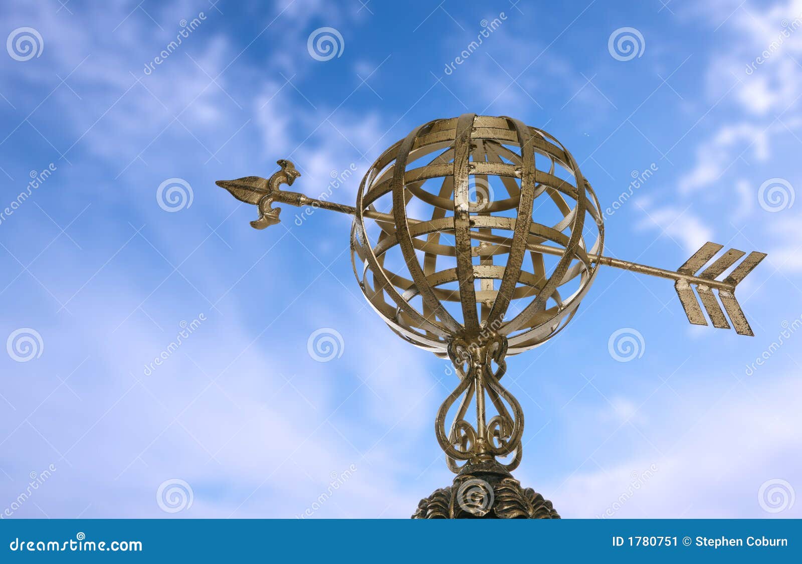 Brass sundial stock image. Image of outdoors, clouds, sundial - 1780751