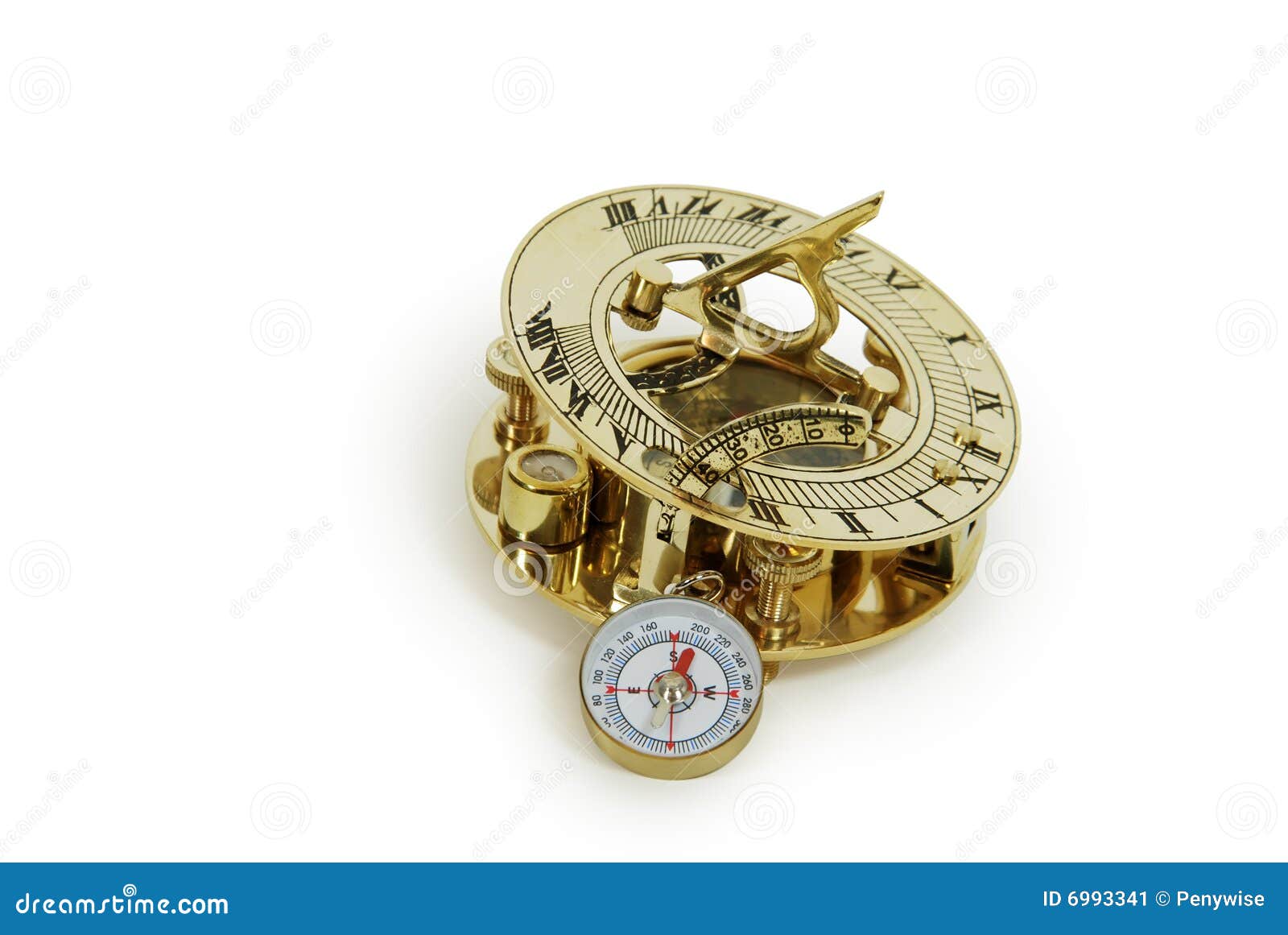 Brass Sundial and compass stock image. Image of fancy - 6993341