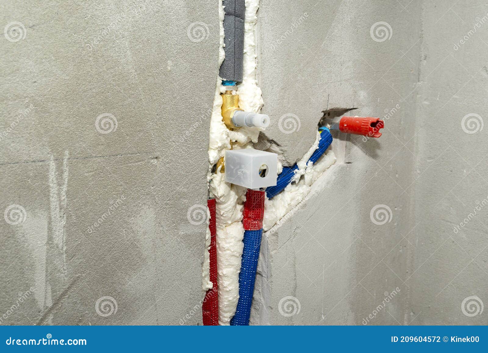 A Brass Tap Inserted into the Plaster in a Concealed Shower, Insulated ...