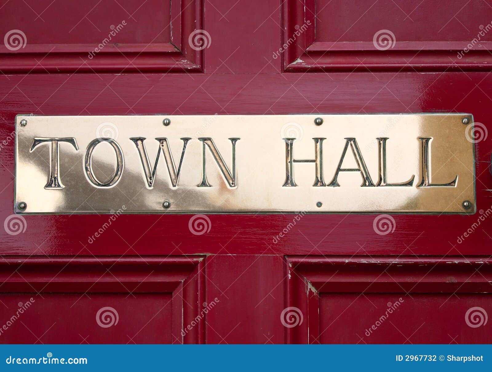 Brass Town Hall sign. stock photo. Image of entrance, british - 2967732