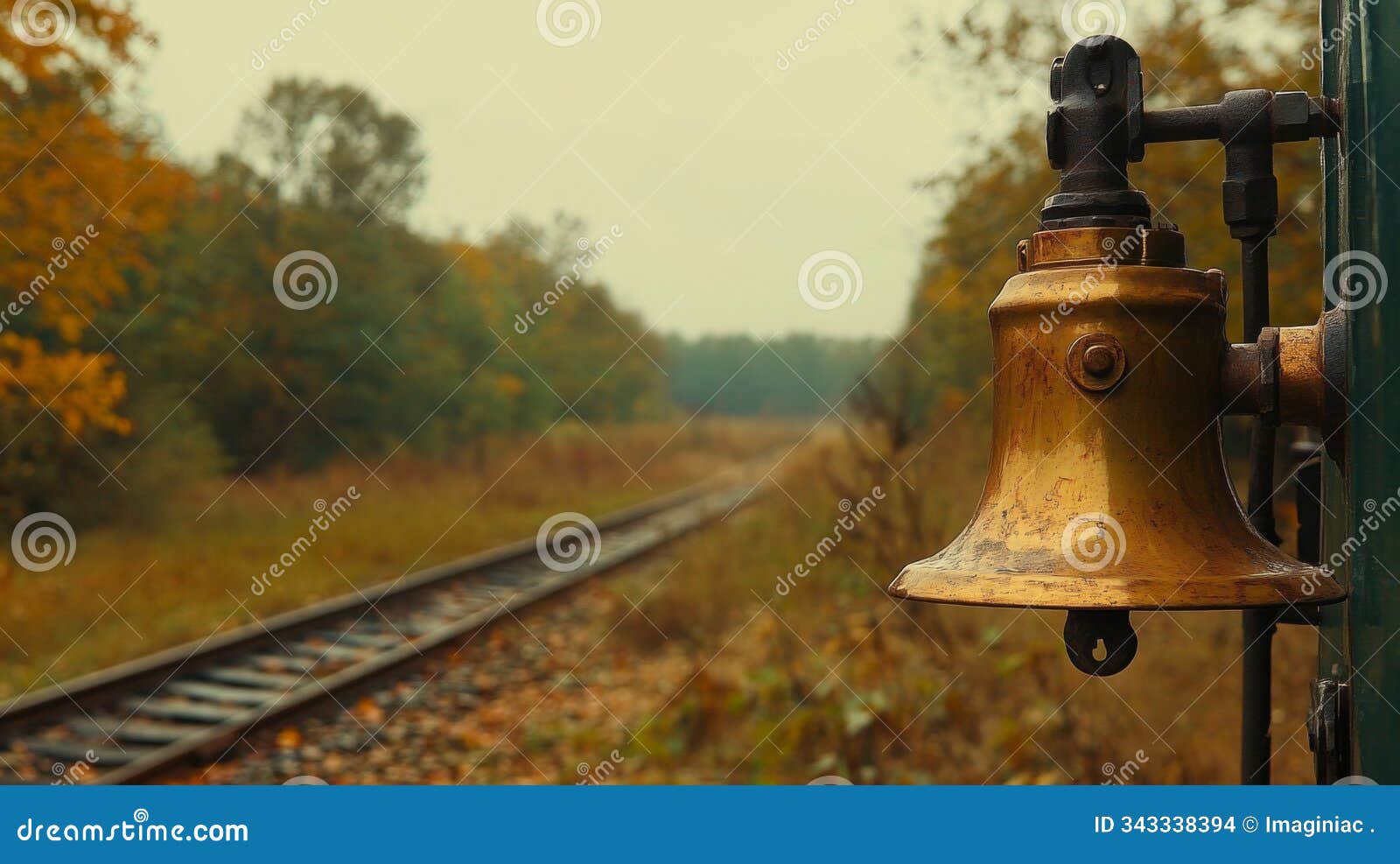A Brass Train Bell on an Old Locomotive Stock Illustration ...