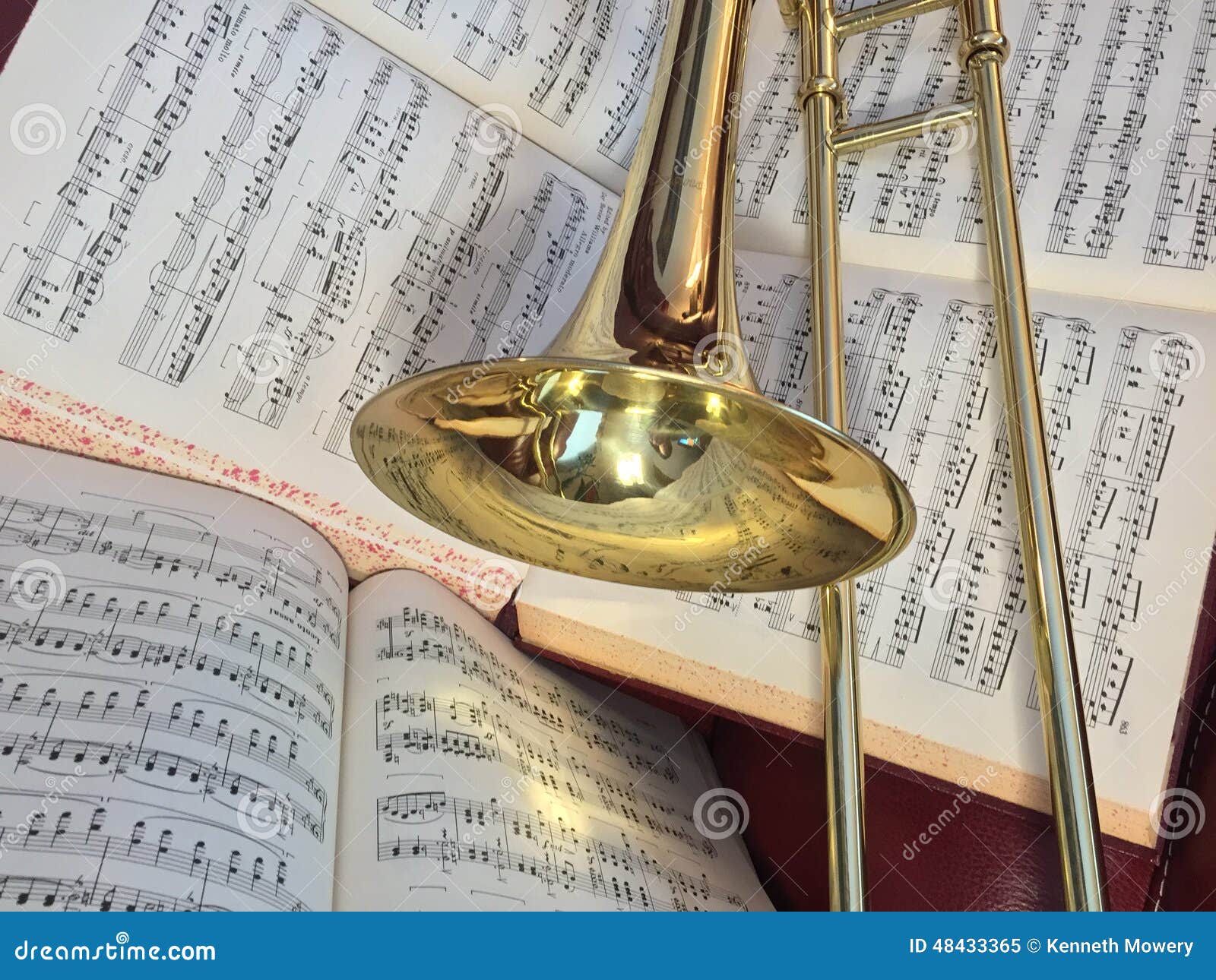 Brass Trombone and Classical Music Edit Stock Image - Image of silver ...