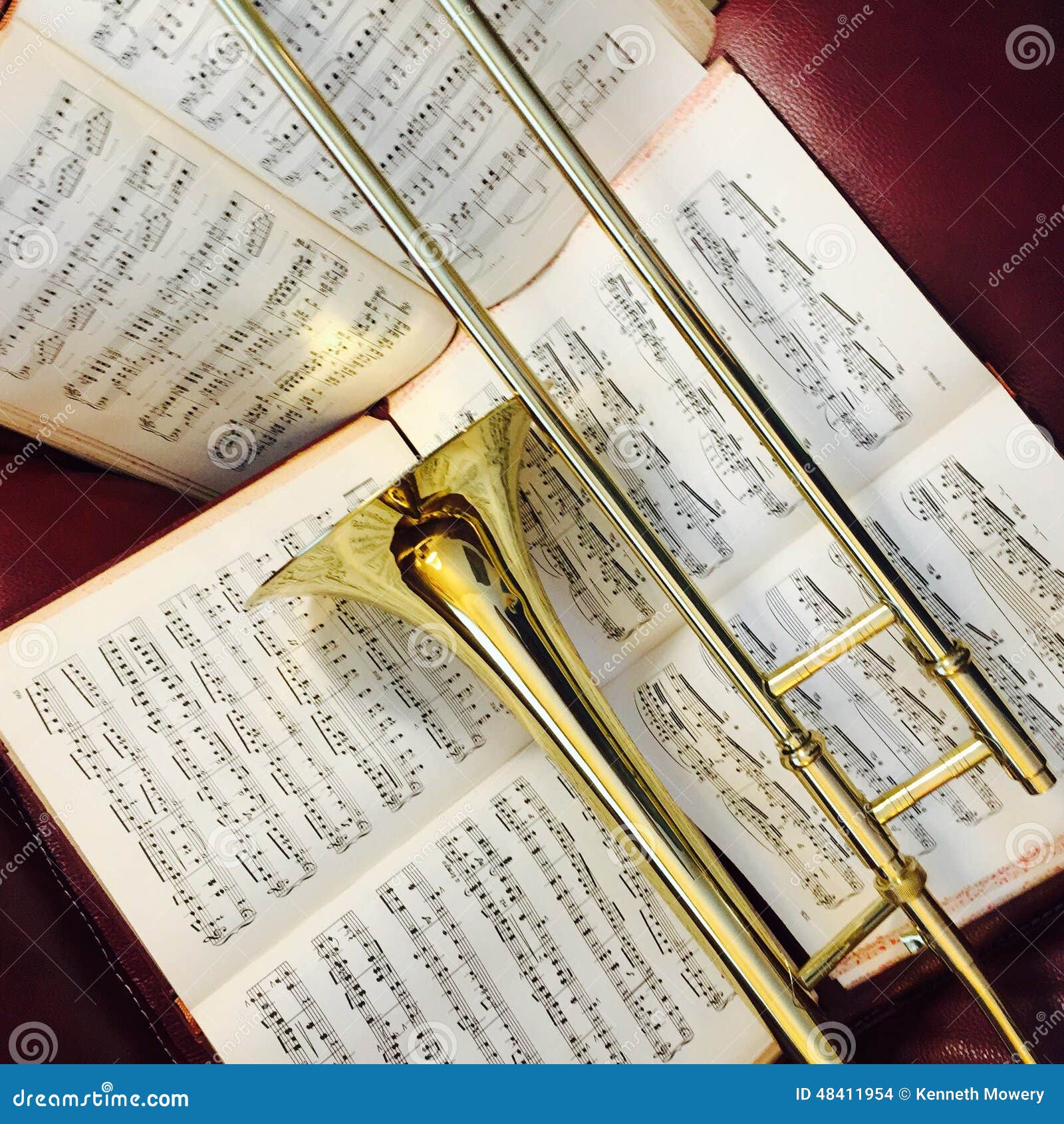 Brass Trombone and Classical Music 10 Stock Photo - Image of white ...