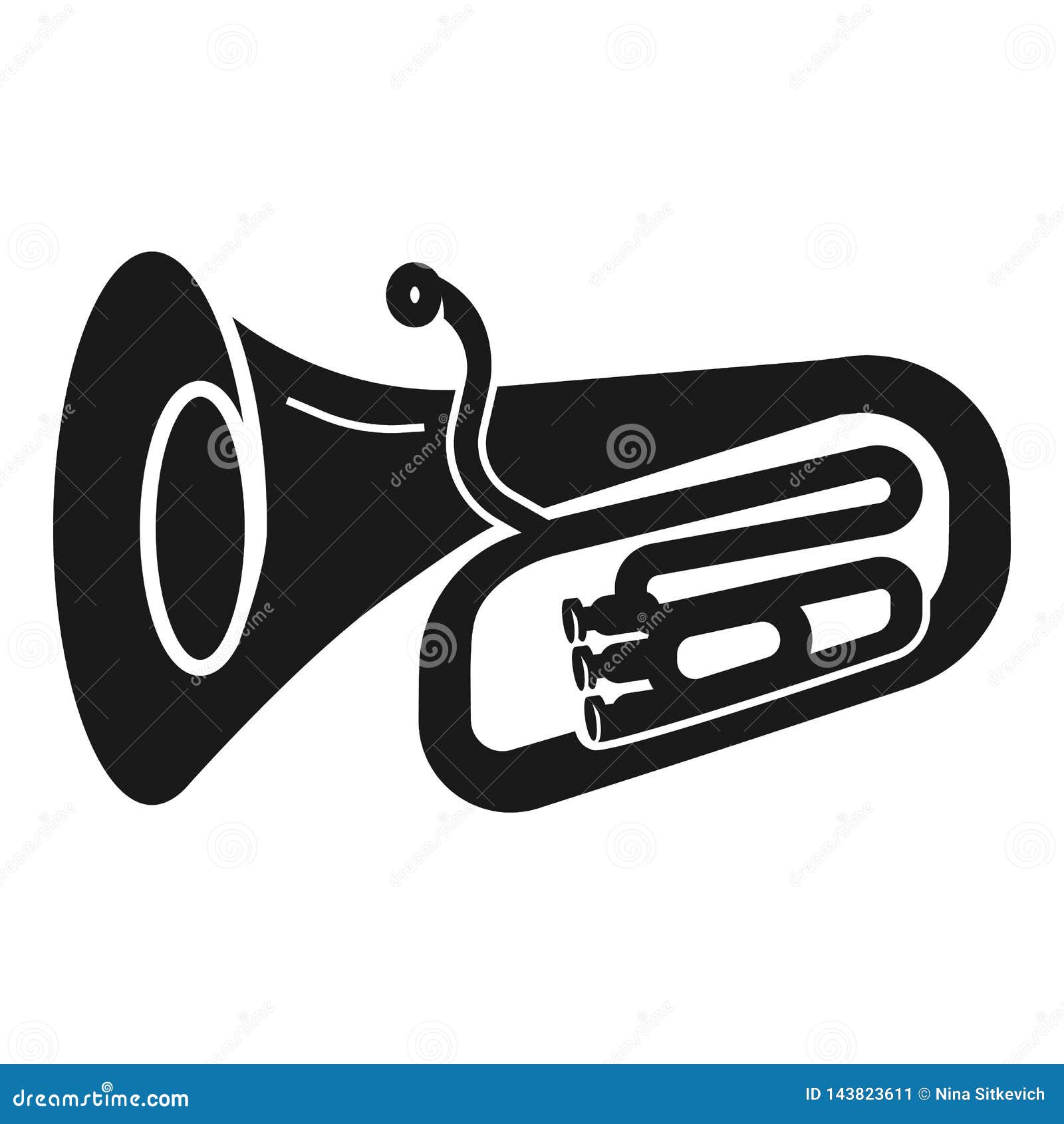Brass Trumpet Icon, Simple Style Stock Vector - Illustration of black ...