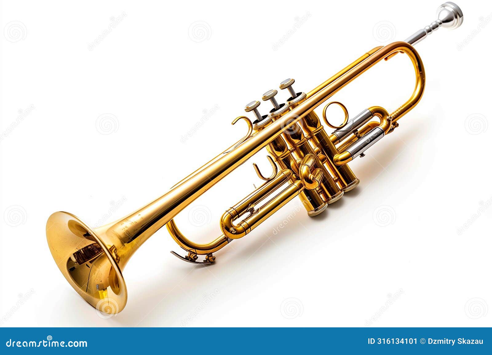 Brass Trumpet on White Background Stock Image - Image of sound ...
