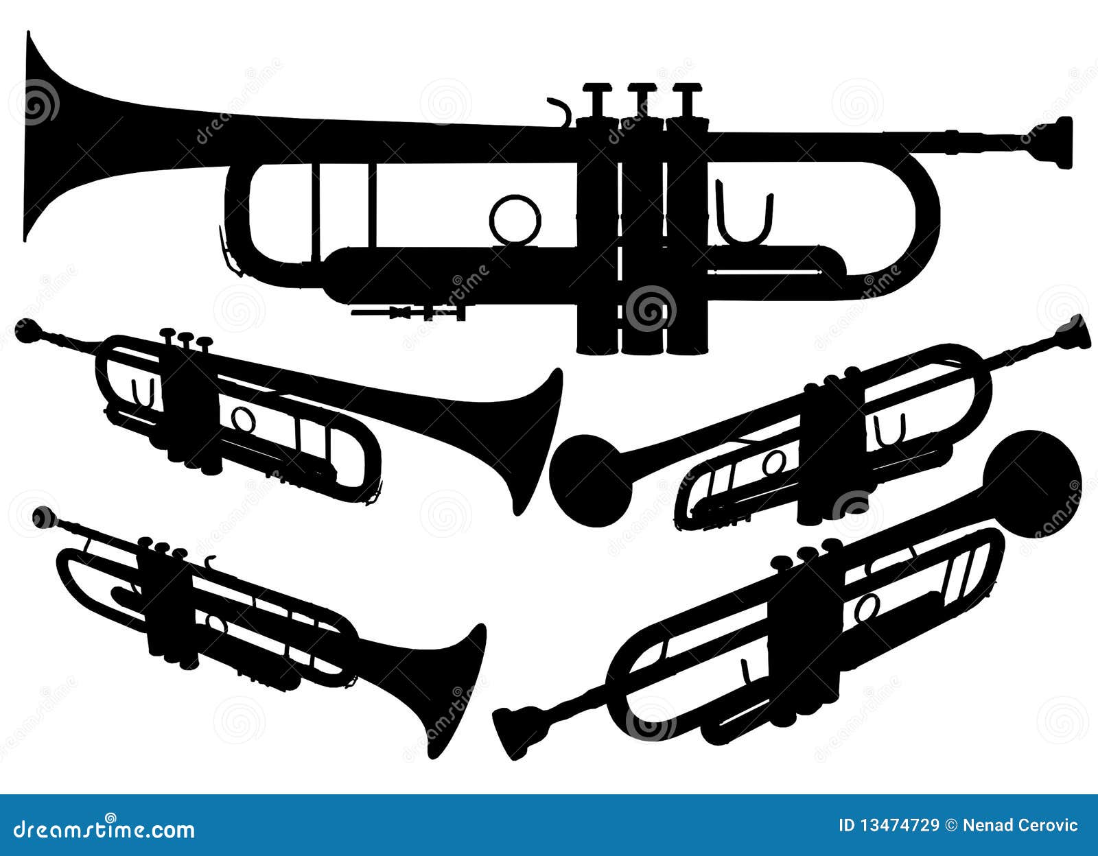 Brass Trumpet Vector 02 stock vector. Illustration of popular - 13474729