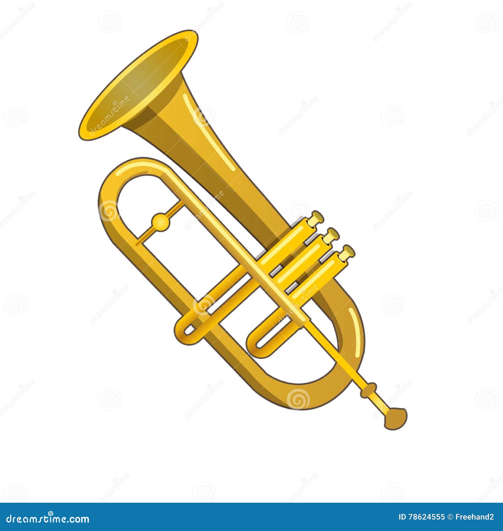 Brass trumpet stock illustration. Illustration of finger - 78624555