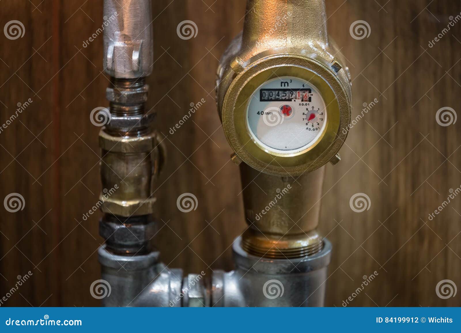 Brass water meter stock photo. Image of pipeline, meter - 84199912