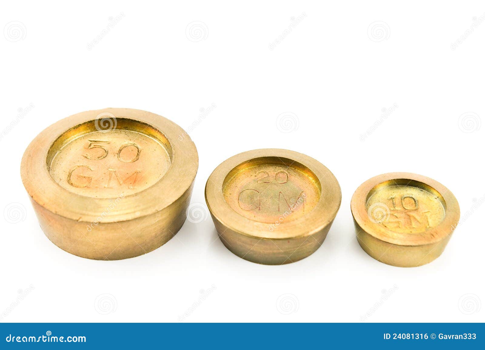 Brass Weights Of Different Size Stock Photo - Image of white, scale ...