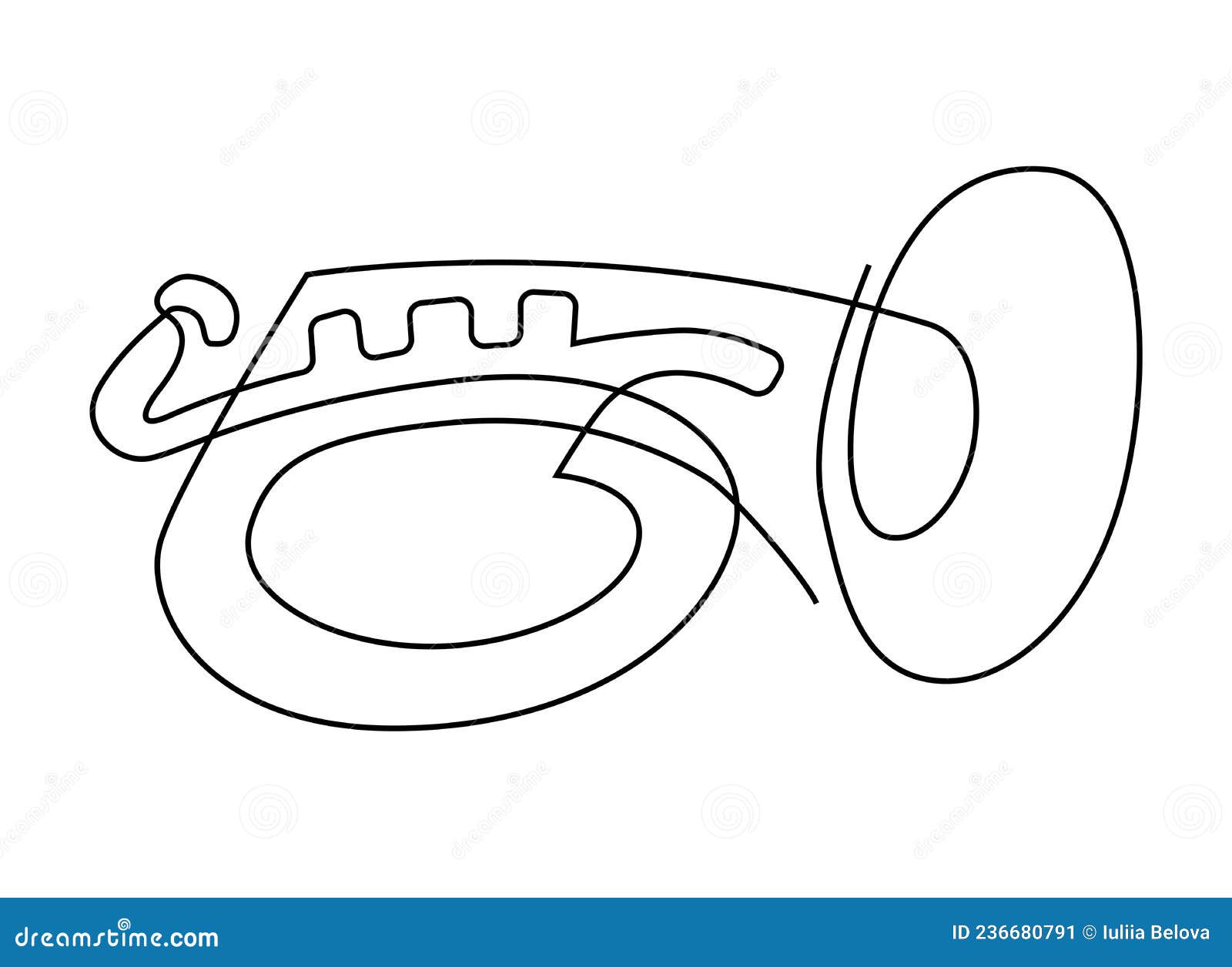 Brass Wind Instrument Trumpet. Continuous Line Drawing Stock Vector ...