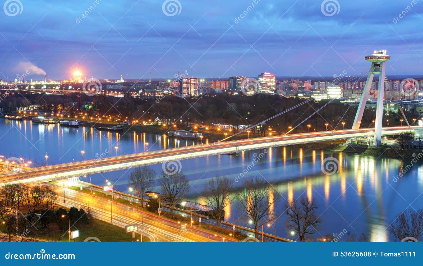 Bratislava Bridge - Slovakia Stock Photo - Image of reflection ...