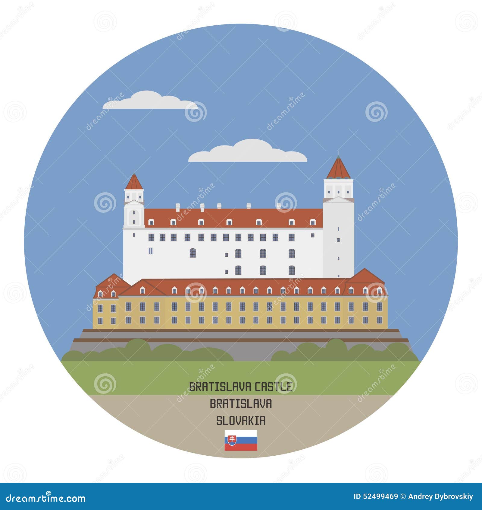 Bratislava Castle, Slovakia Stock Vector - Illustration of place, color ...