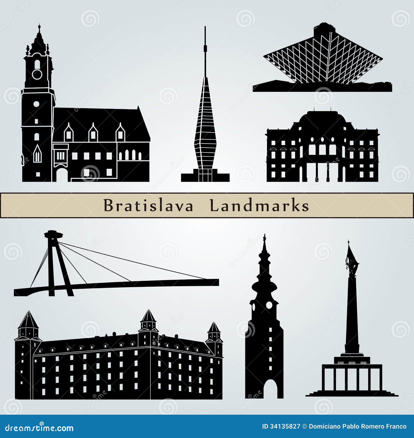 Bratislava Landmarks and Monuments Stock Vector - Illustration of ...