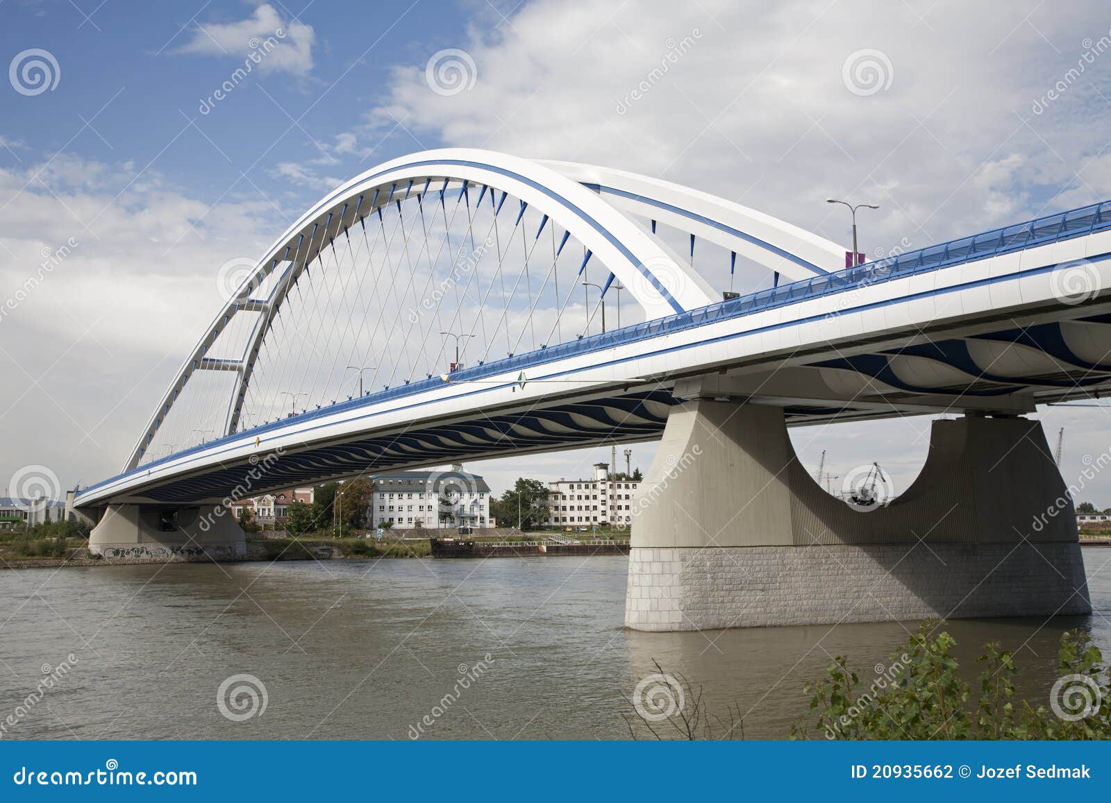Bratislava - Modern Arched Bridge Stock Photo - Image of city, slovakia ...