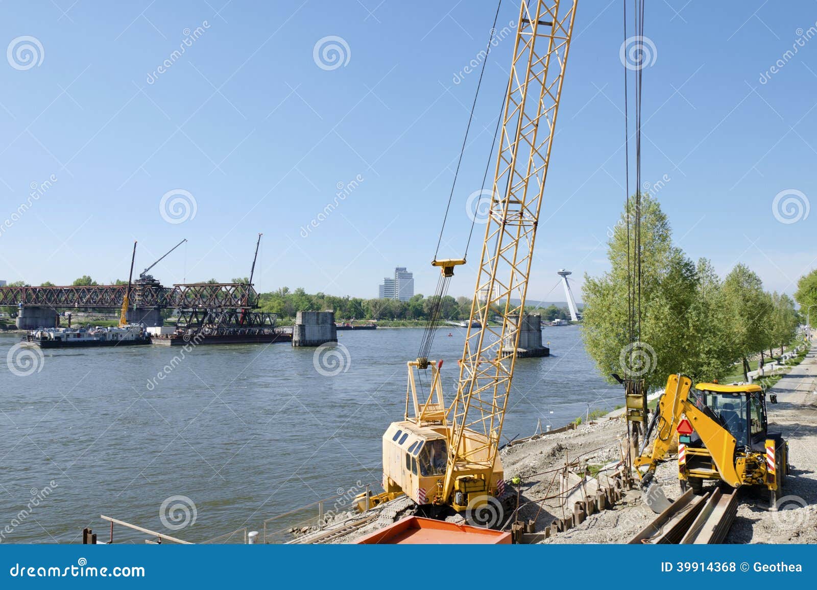 The Bratislava Stary Most Bridge Dismantling Stock Photo - Image of ...