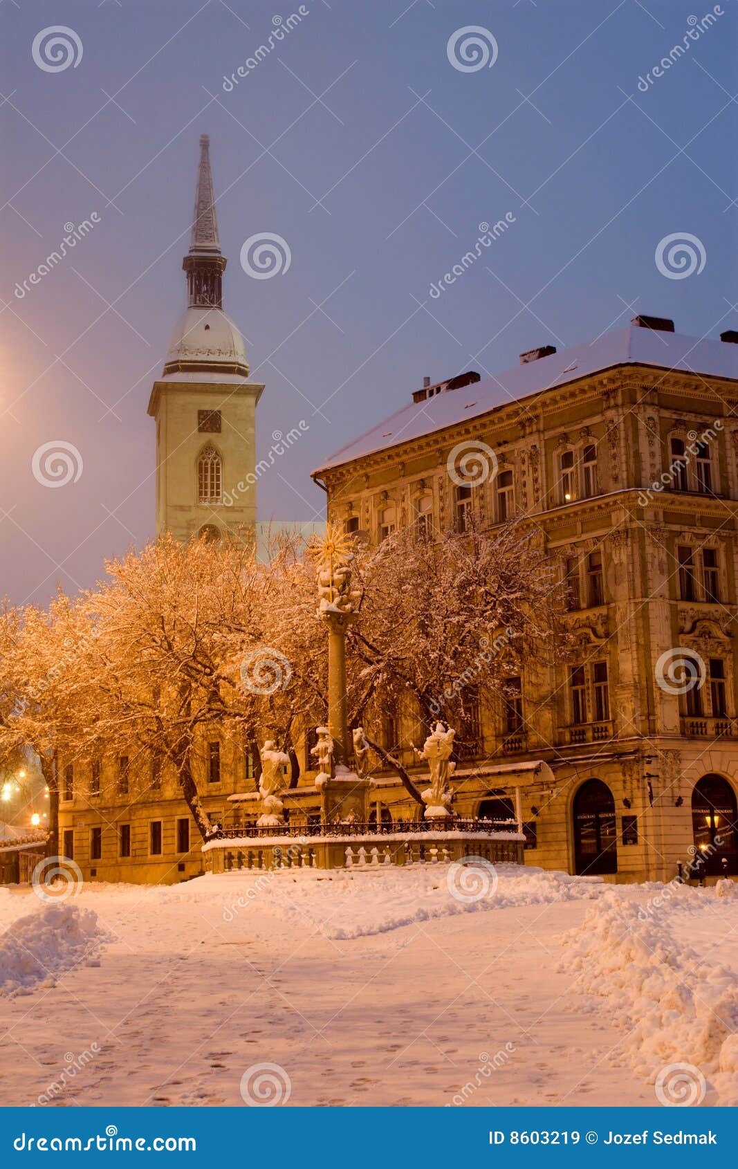 Bratislava - Winter Morning in Snow Stock Image - Image of architecture ...