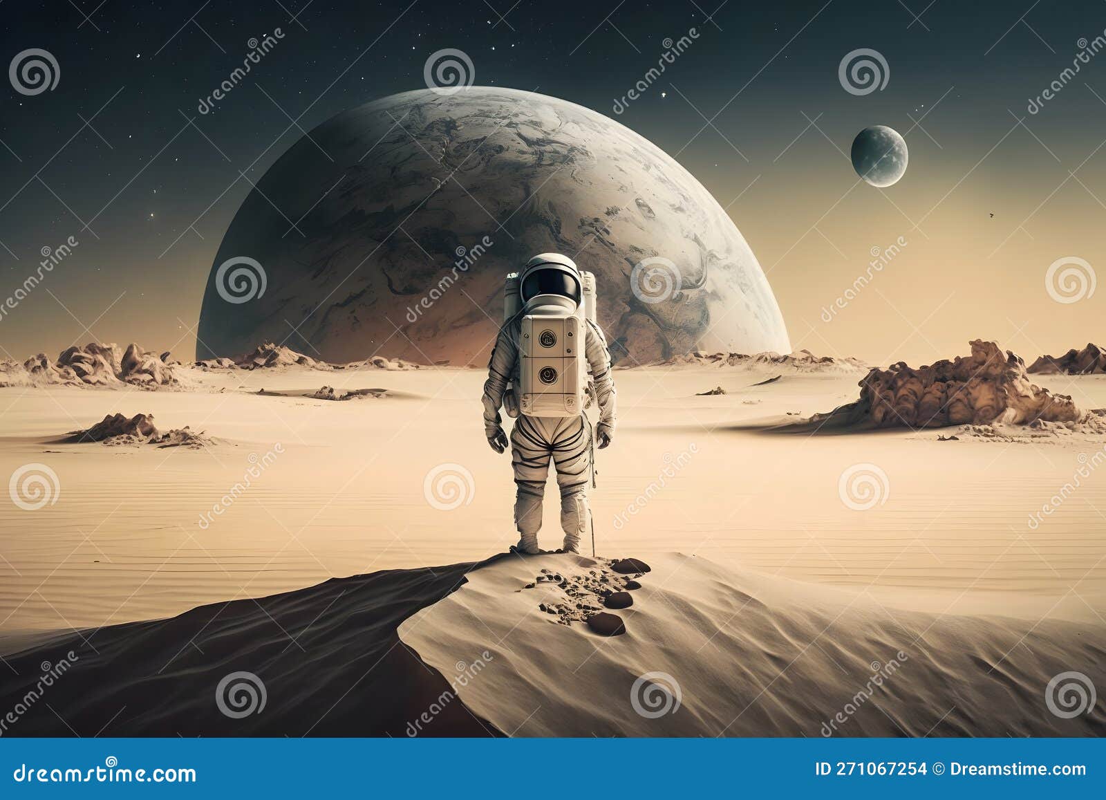 Brave Astronaut at the Spacewalk on the Moon. Neural Network AI ...