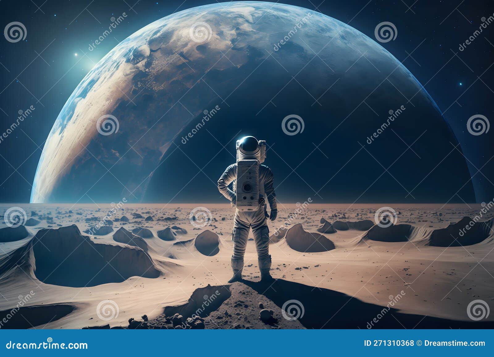 Brave Astronaut at the Spacewalk on the Moon. Neural Network AI ...