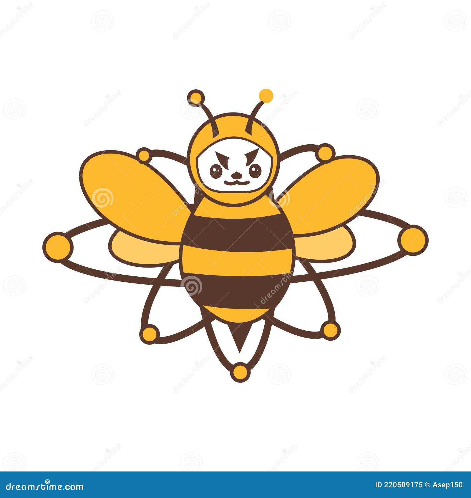 Brave Atomic Bee Funny Character for Logo and Vector Icon Stock Vector ...