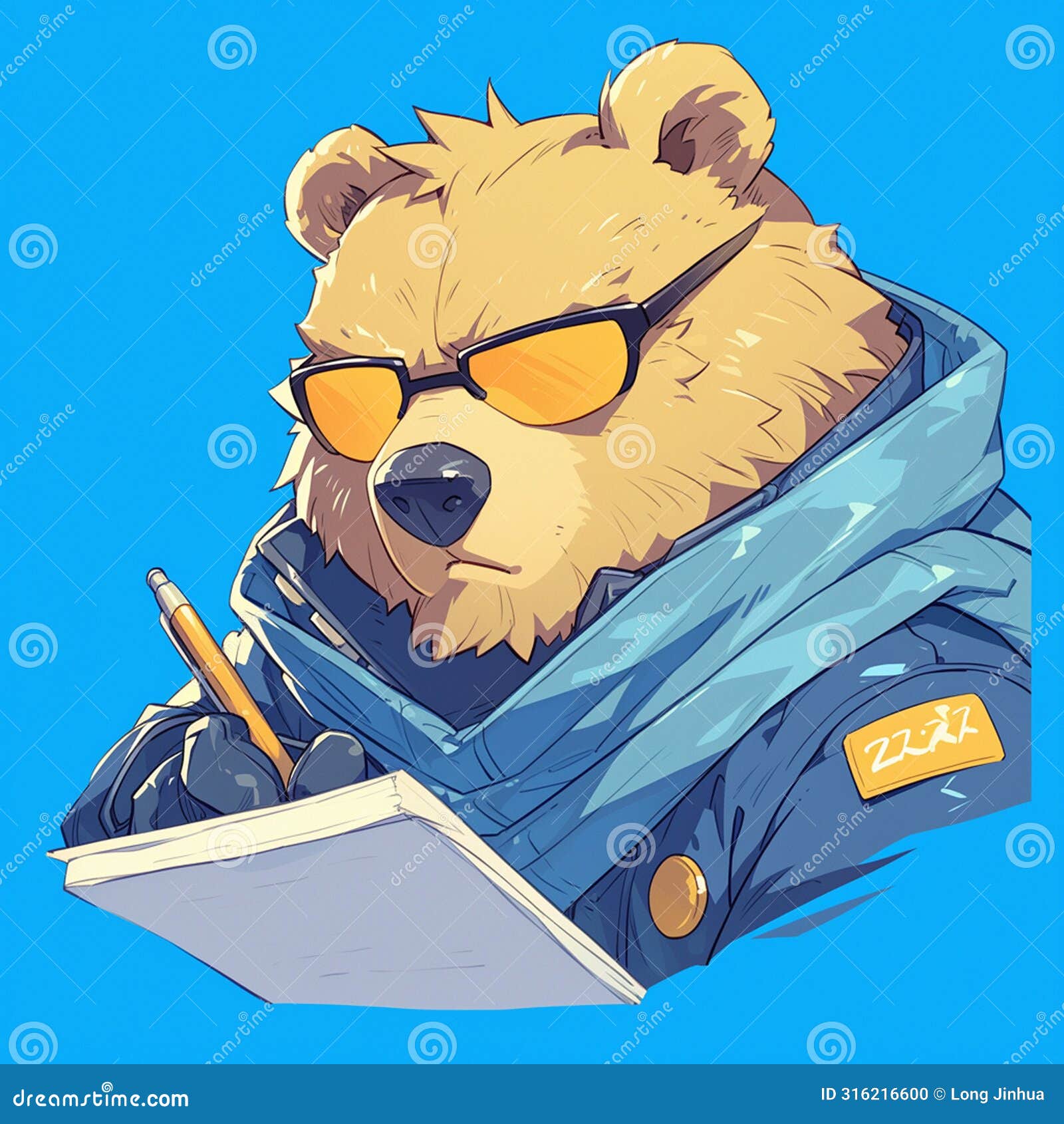 A Brave Bear Writer Cartoon Style Stock Vector - Illustration of bear ...