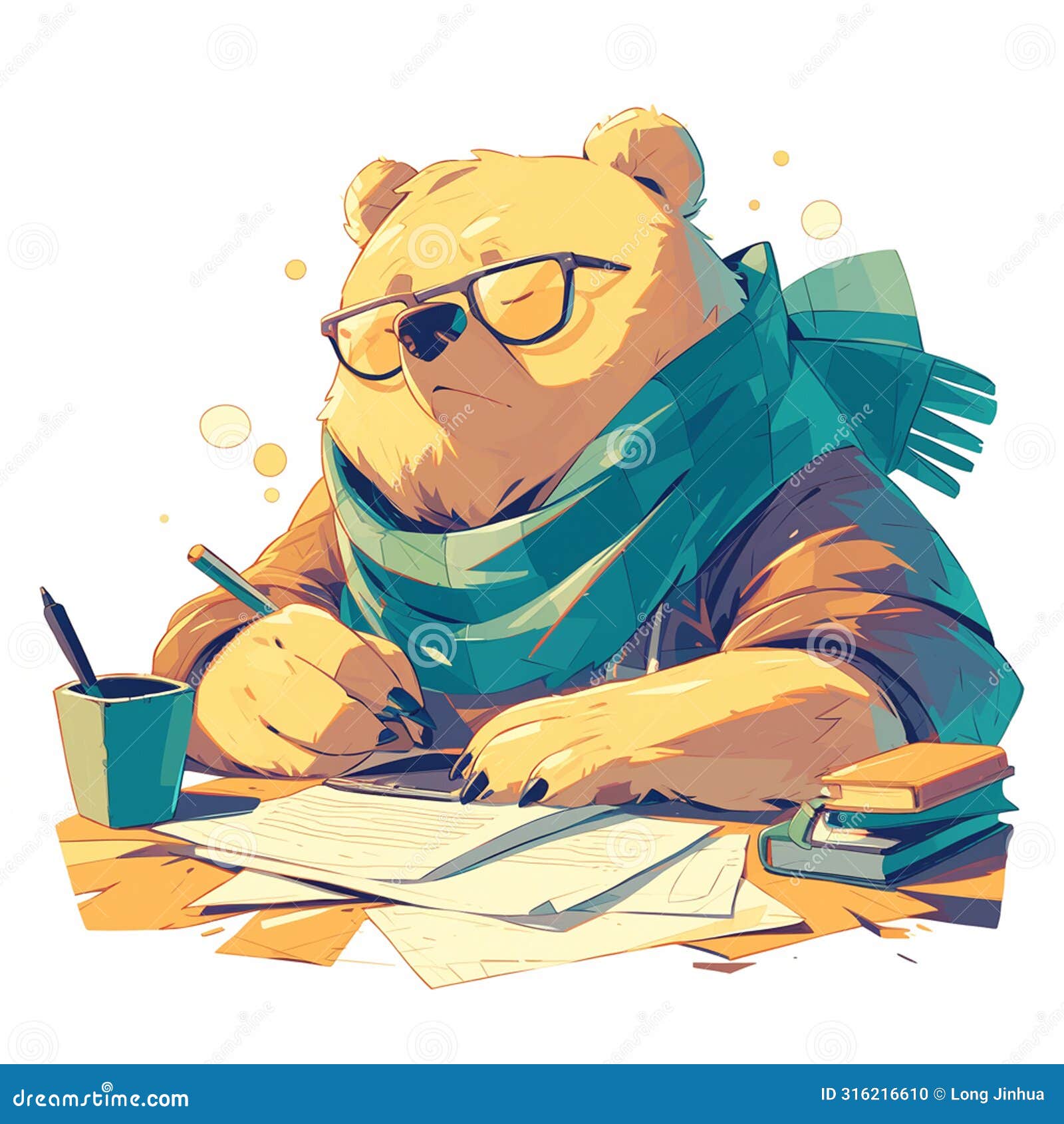 A Brave Bear Writer Cartoon Style Stock Vector - Illustration of brave ...