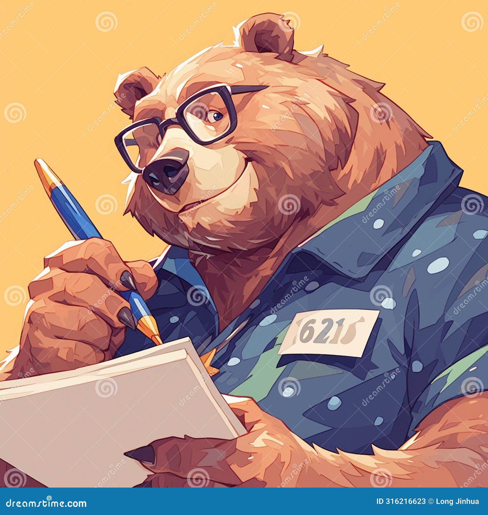 A Brave Bear Writer Cartoon Style Stock Vector - Illustration of brave ...