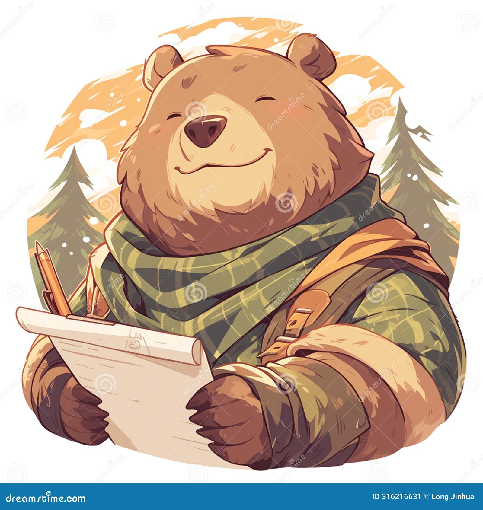 A Brave Bear Writer Cartoon Style Stock Vector - Illustration of writer ...