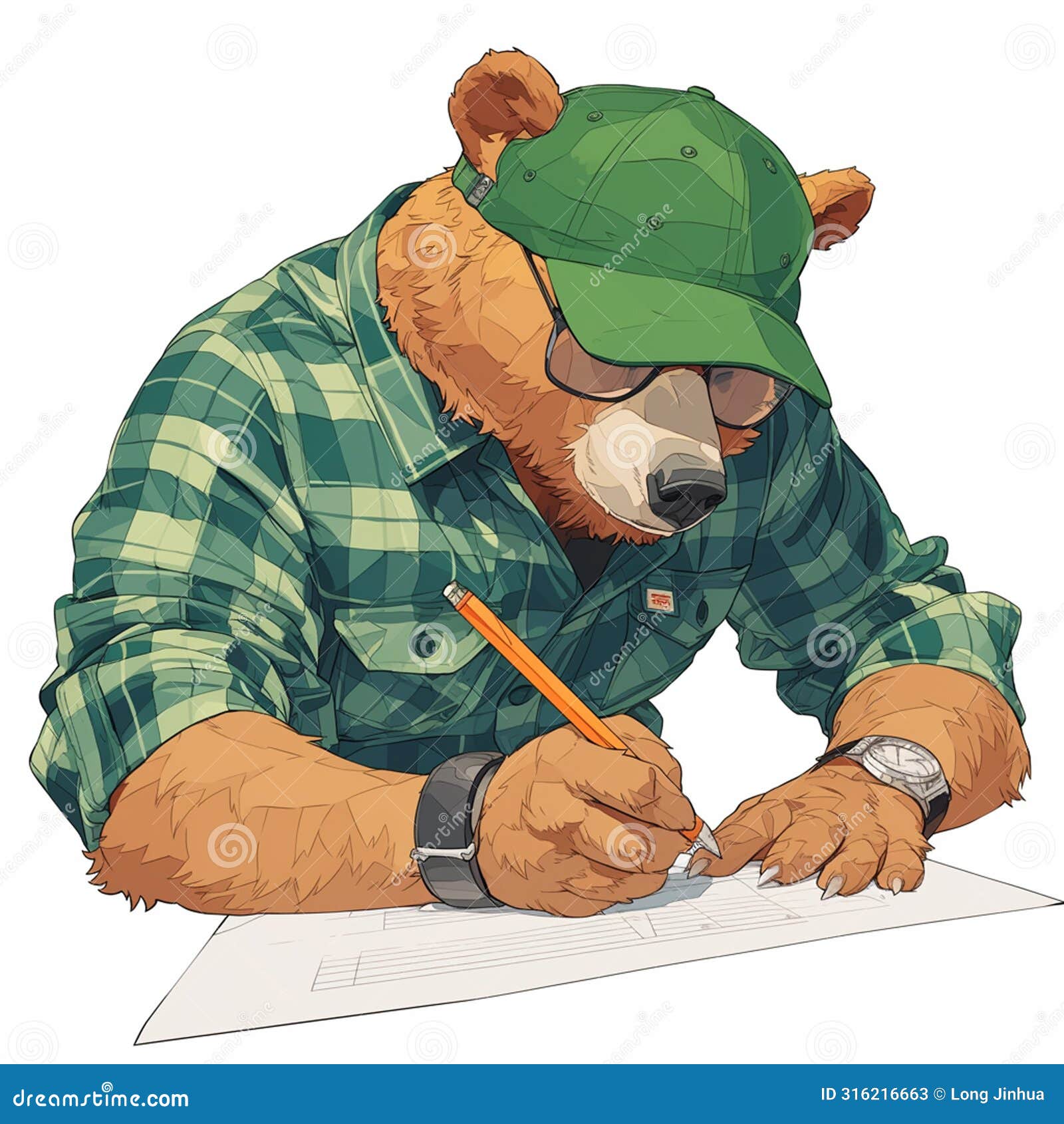 A Brave Bear Writer Cartoon Style Stock Vector - Illustration of ...