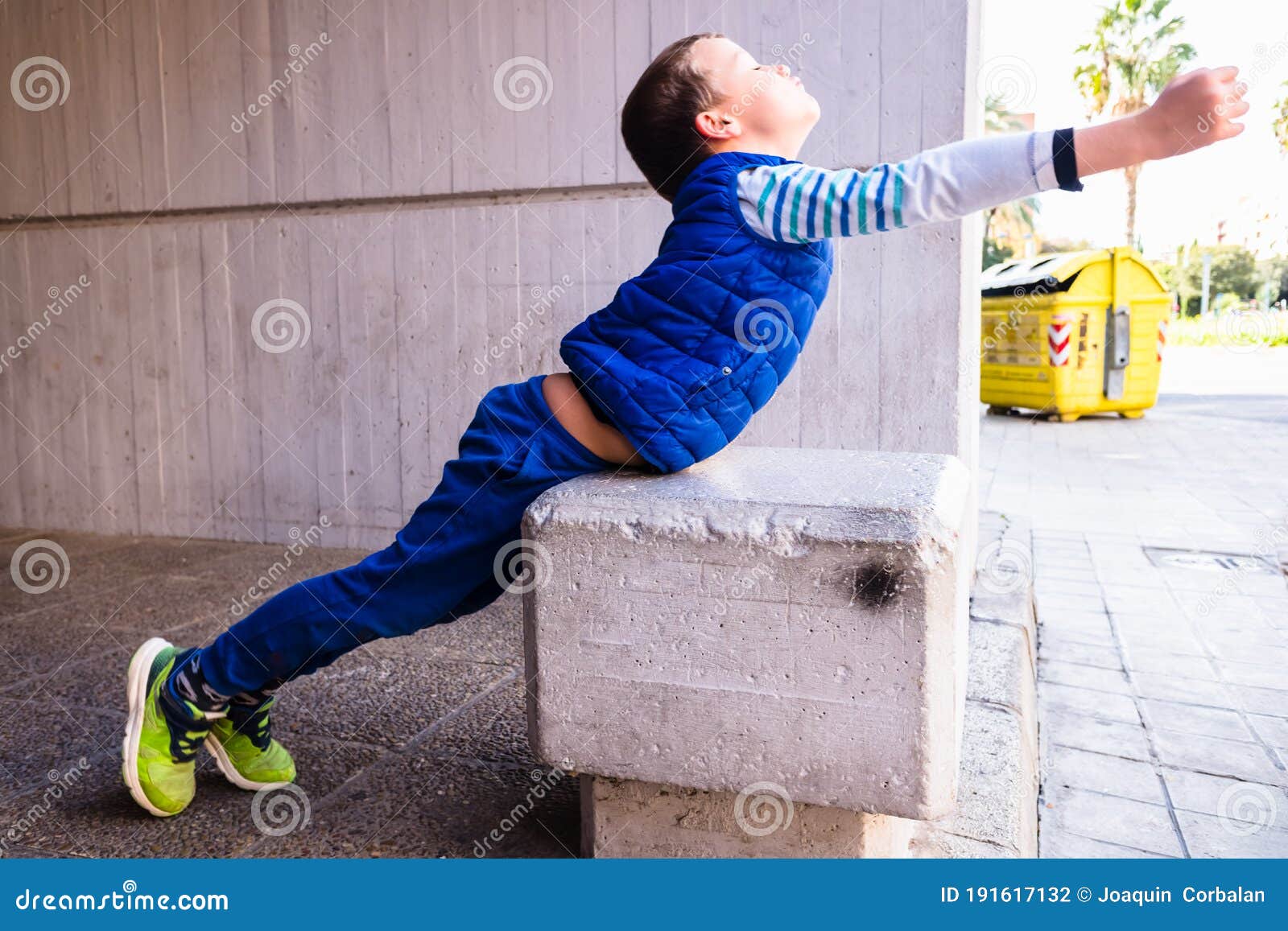 Brave Boy with Gesture of Impetuousness and Empowerment Playing in the ...