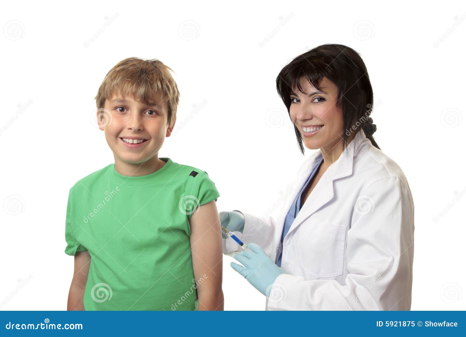 Brave Boy Receives a Vaccination Stock Image - Image of medical ...